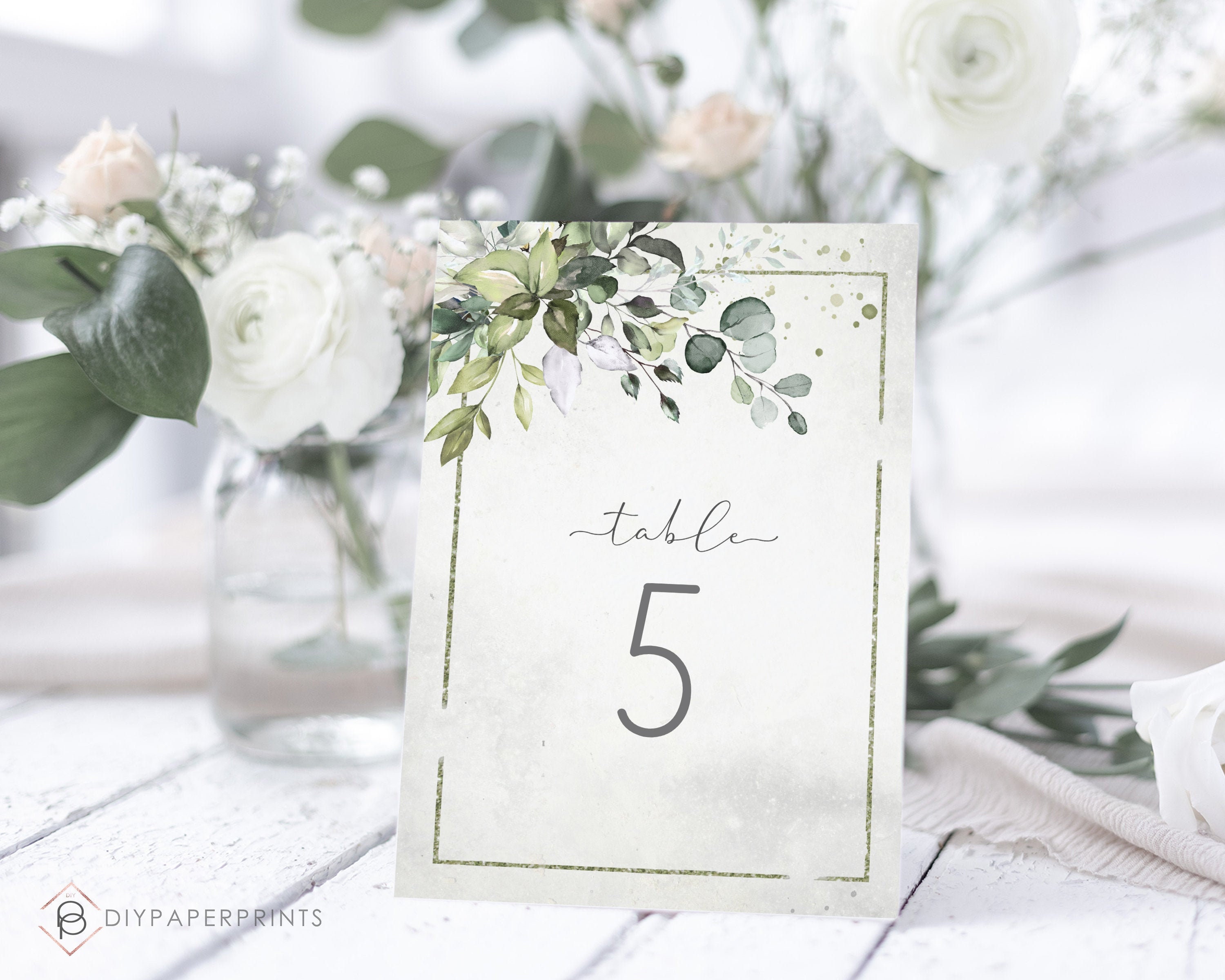 Printable Table Numbers Greenery Table Numbers 5x7 4x6 - Etsy UK