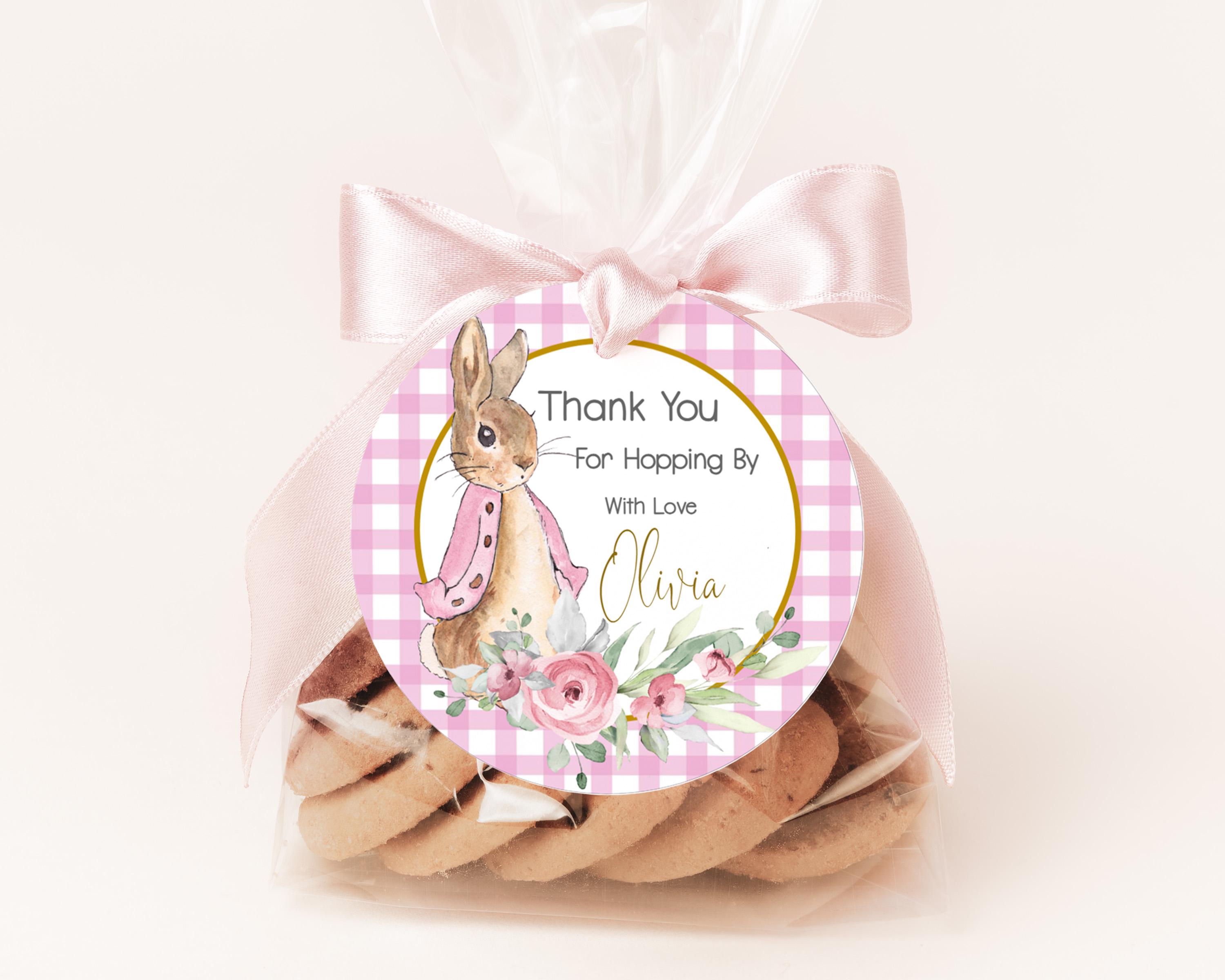 Peter Rabbit Thank You Gift Tag EDITABLE Flopsy Party Favor Tag, Pink ...