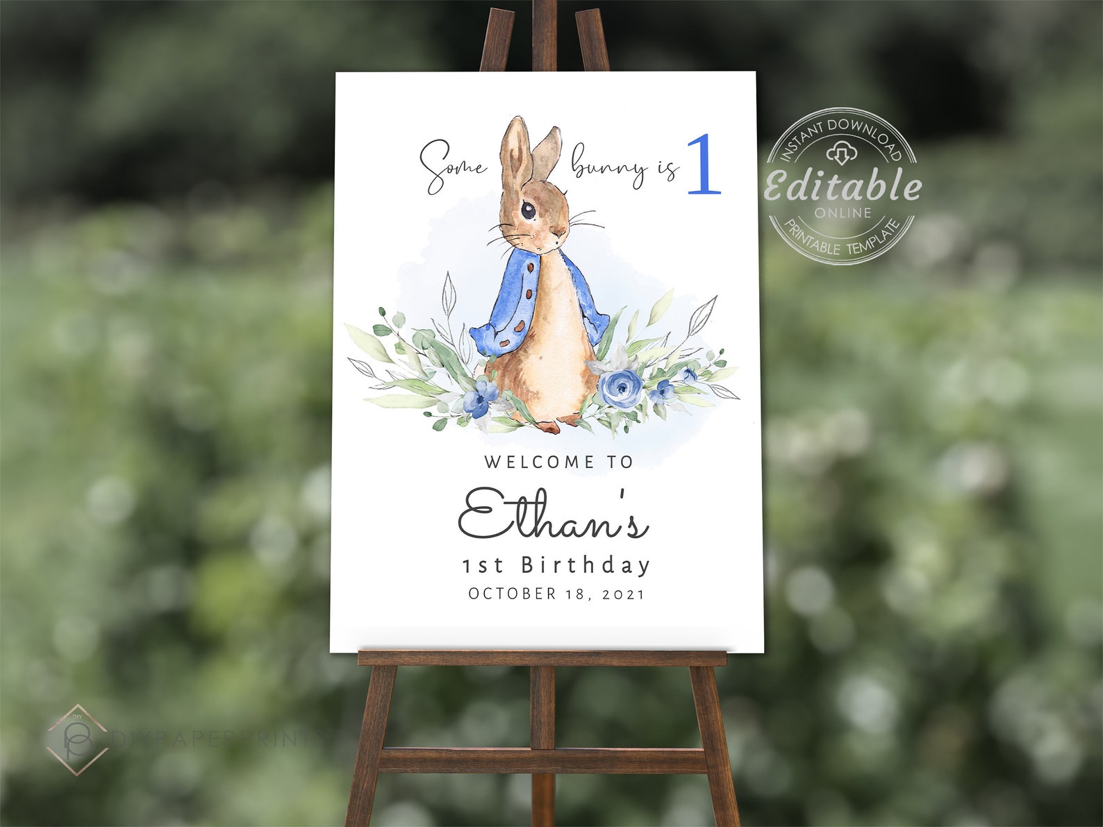 Peter Rabbit Birthday Welcome Sign Personalized First | Etsy