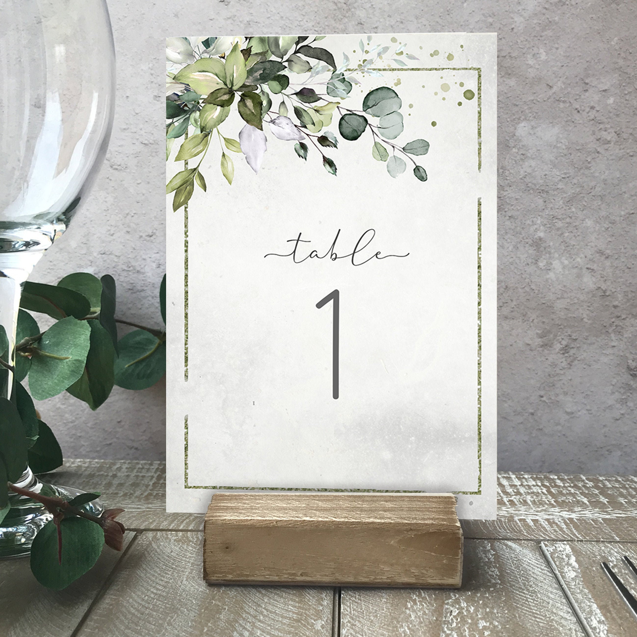 Printable Table Numbers Greenery Table Numbers 5x7 4x6 - Etsy UK