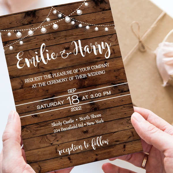 Rustic Wedding Invitations - Etsy UK