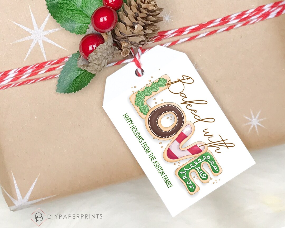 Baked With Love Tag, Cookie Exchange Tag, Holiday Gift Tag Template ...