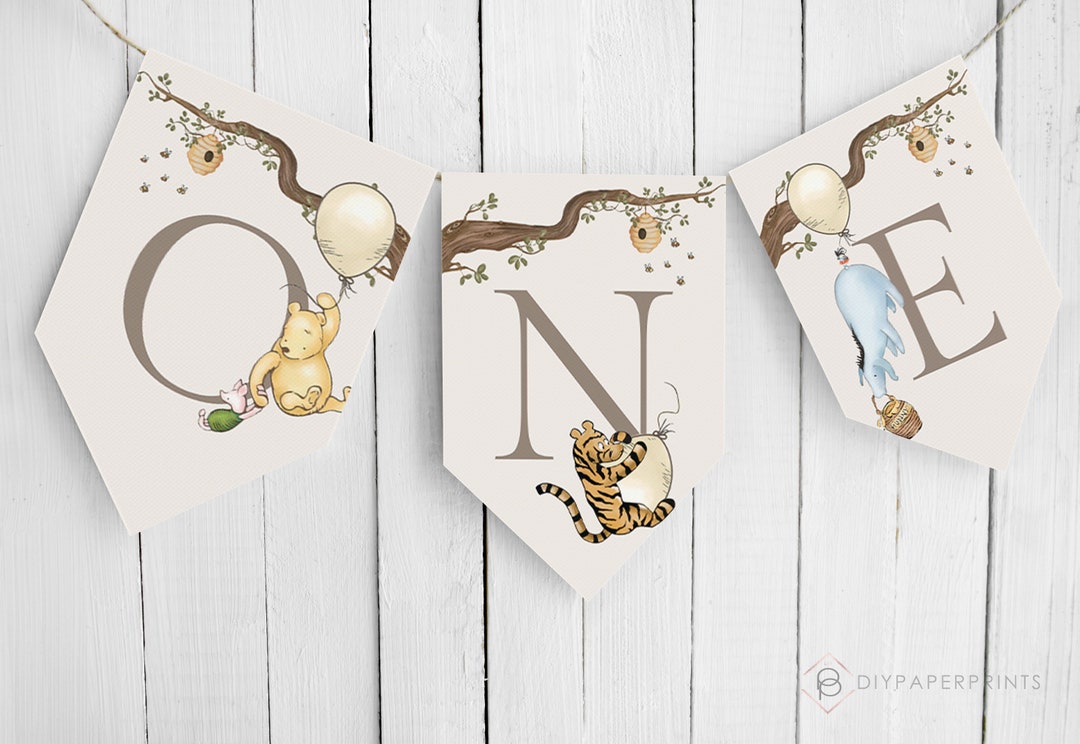 Winnie the Pooh 1st Birthday Banner: Classic Party Decor (printable ...