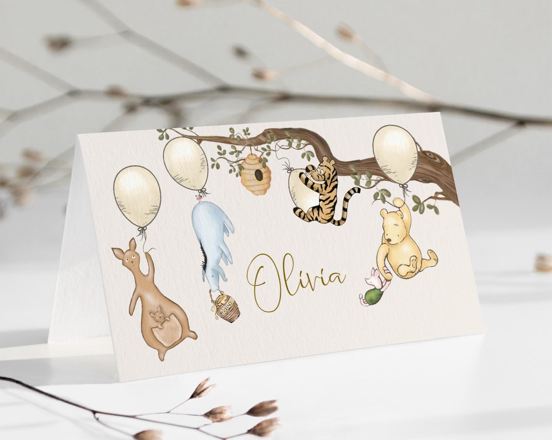 Winnie the Pooh Place Cards Editable Classic Pooh Bear Food Labels ...