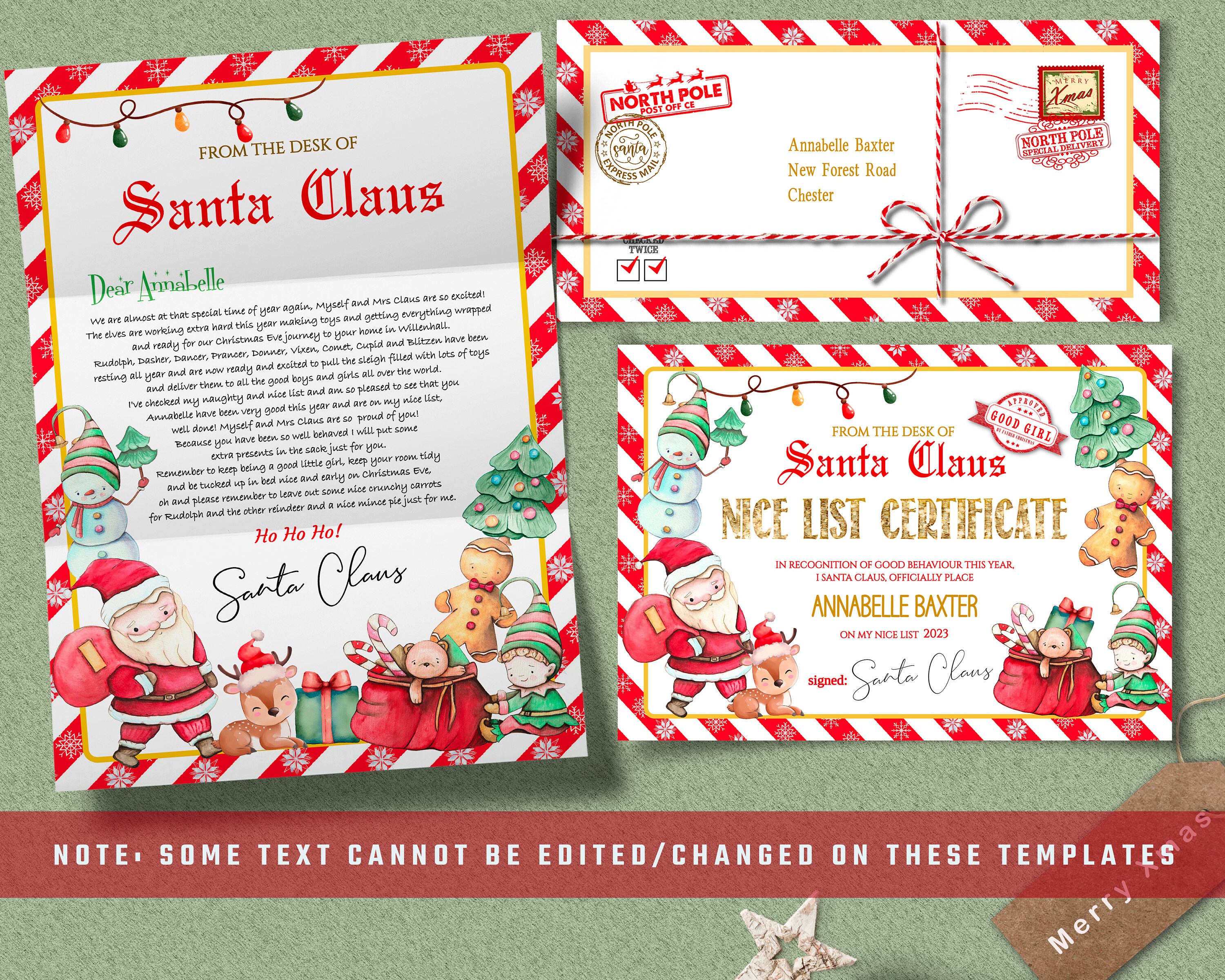 Editable Letter to Santa & Nice List Certificate Bundle (digital ...