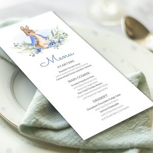 Peter Rabbit Menu Template, Menu Card Template, Baby Shower Menu ...