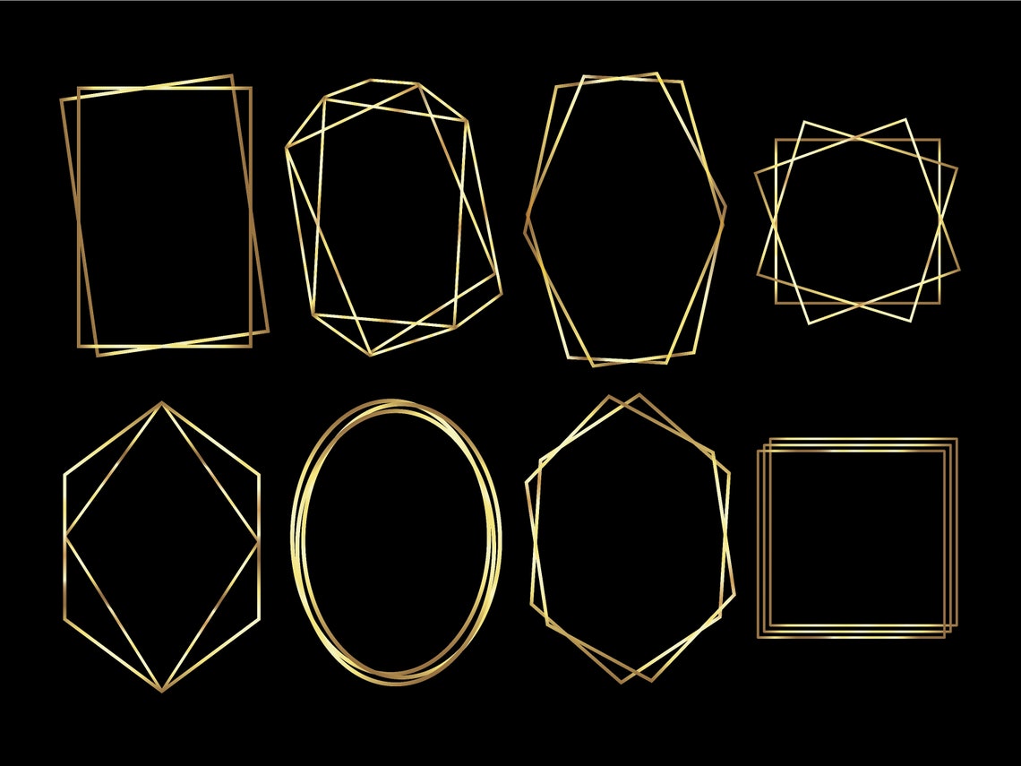 Geometric Gold Polygon Frames Wedding Frames Polygonal Gold | Etsy