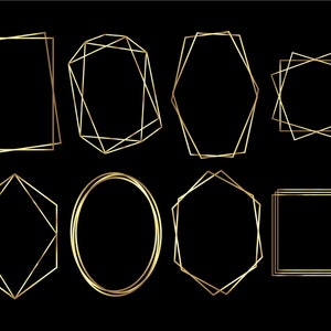 Geometric Gold Polygon Frames, Wedding Frames, Polygonal Gold Clipart ...