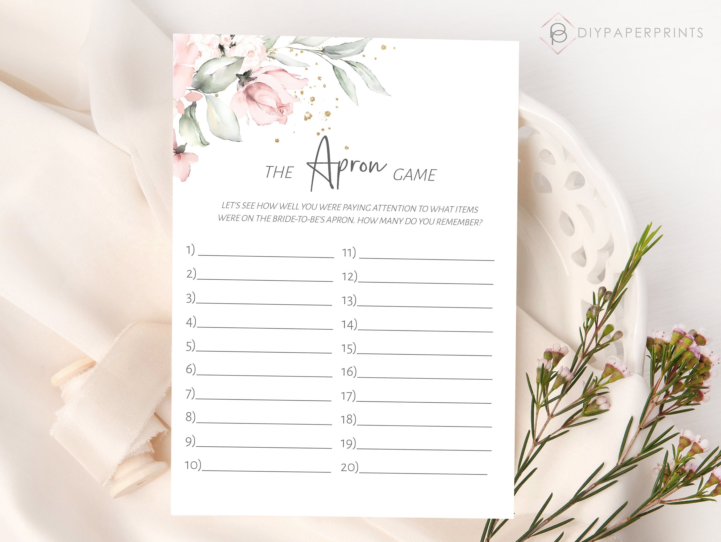 Editable Bridal Shower Game, the Apron Game, Memory Game, Activity ...