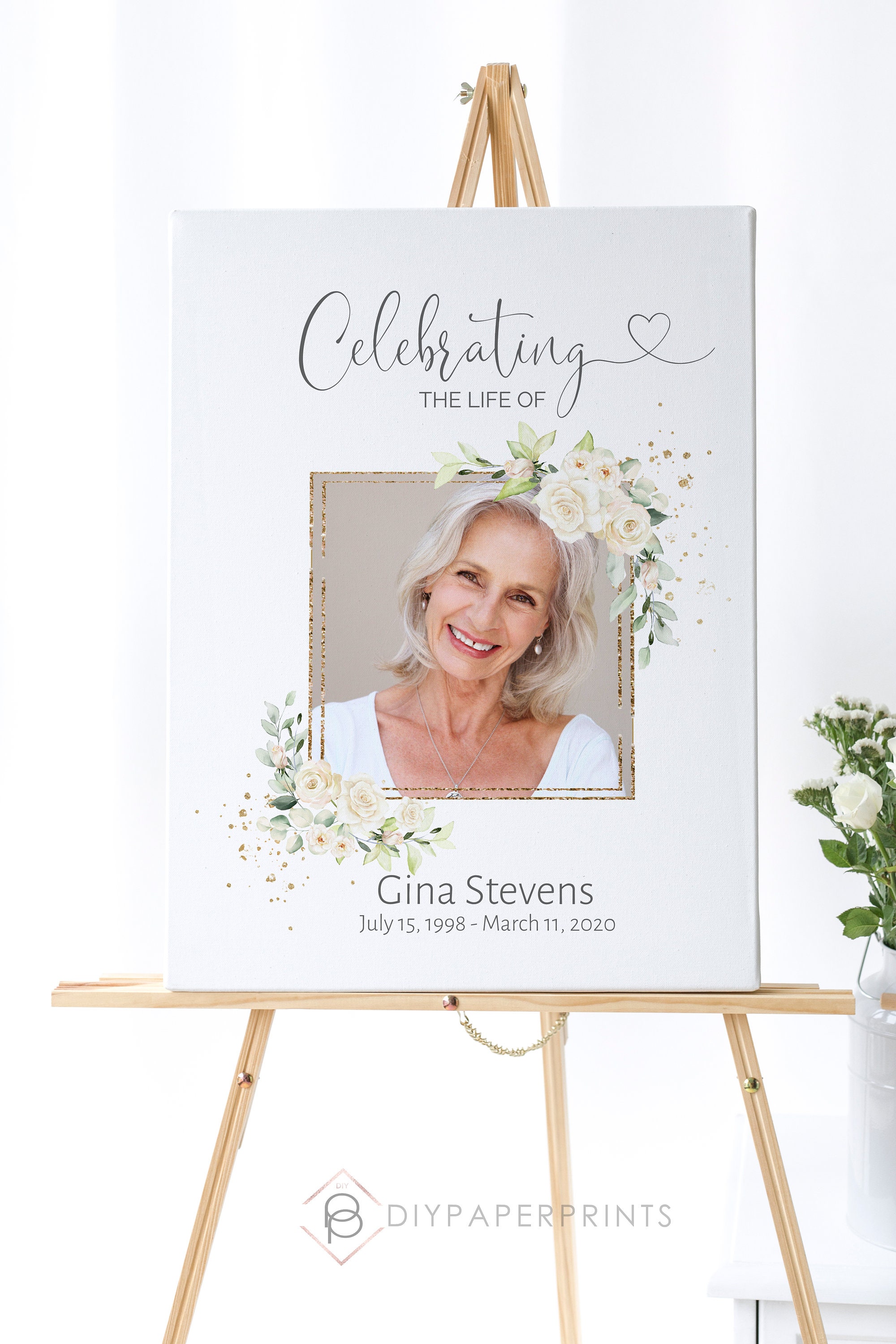 White Floral Funeral Sign Editable Funeral Celebration of | Etsy