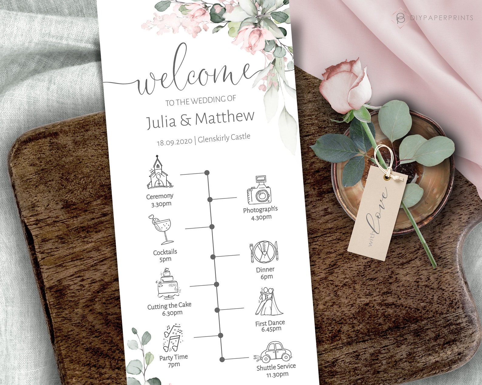 Wedding Timeline Program Template Order of Events Program - Etsy