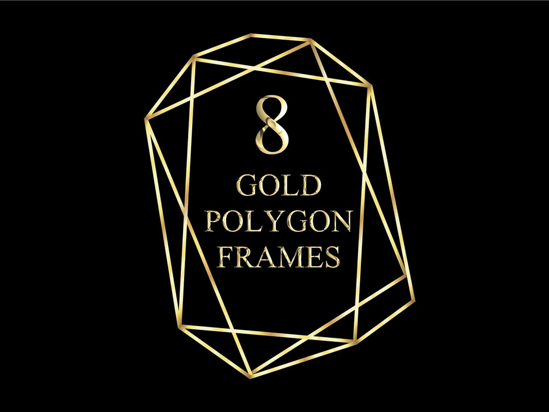 Geometric Gold Polygon Frames, Wedding Frames, Polygonal Gold Clipart ...