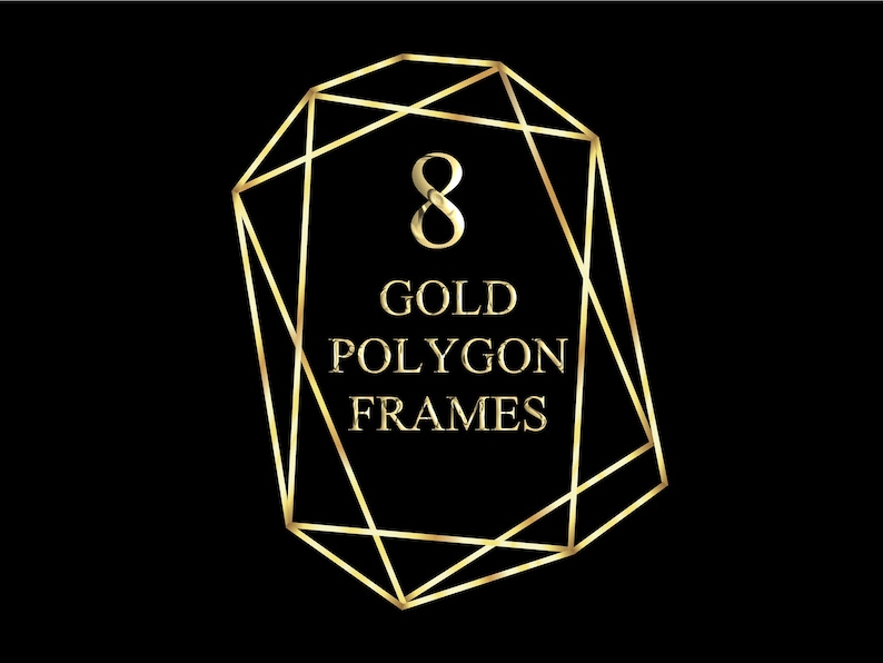 Geometric Gold Polygon Frames Wedding Frames Polygonal Gold | Etsy
