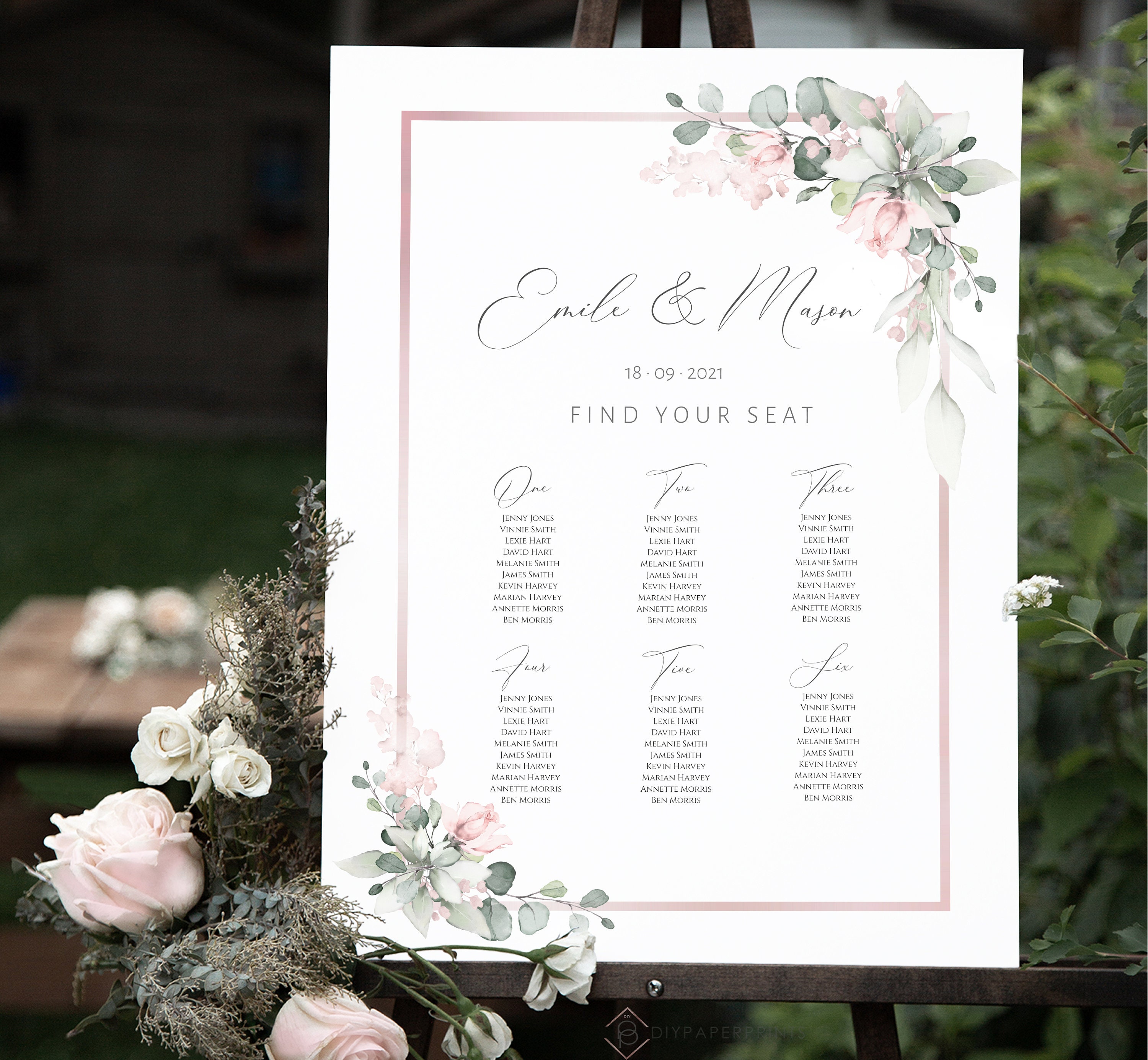 Pink Wedding Seating Chart Wedding Table Plan Template - Etsy