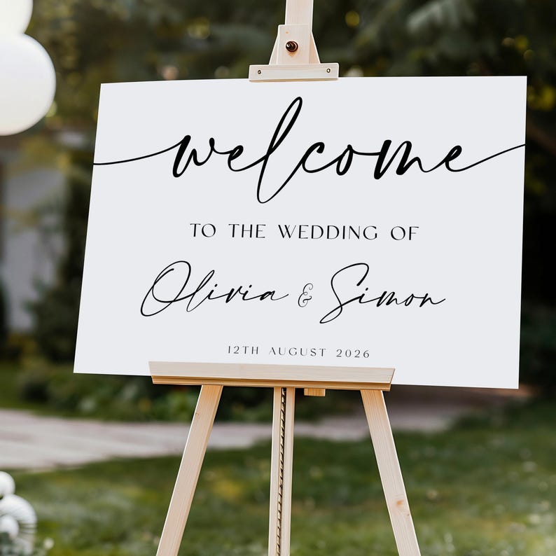 Wedding Welcome Sign: Modern Minimalist PRINTED or Digital Personalised ...