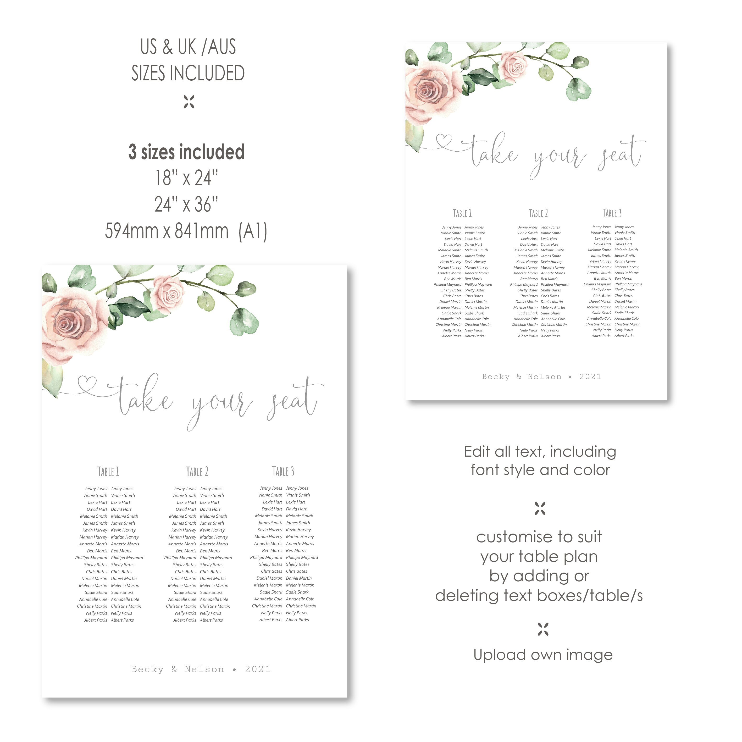 Pink Wedding Seating Chart Banquet Long Table Seating Chart - Etsy