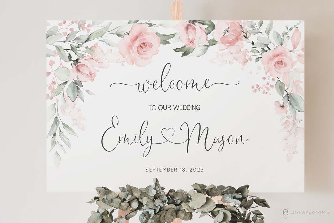 Pink Floral Wedding Welcome Sign Template (digital Download) - Etsy