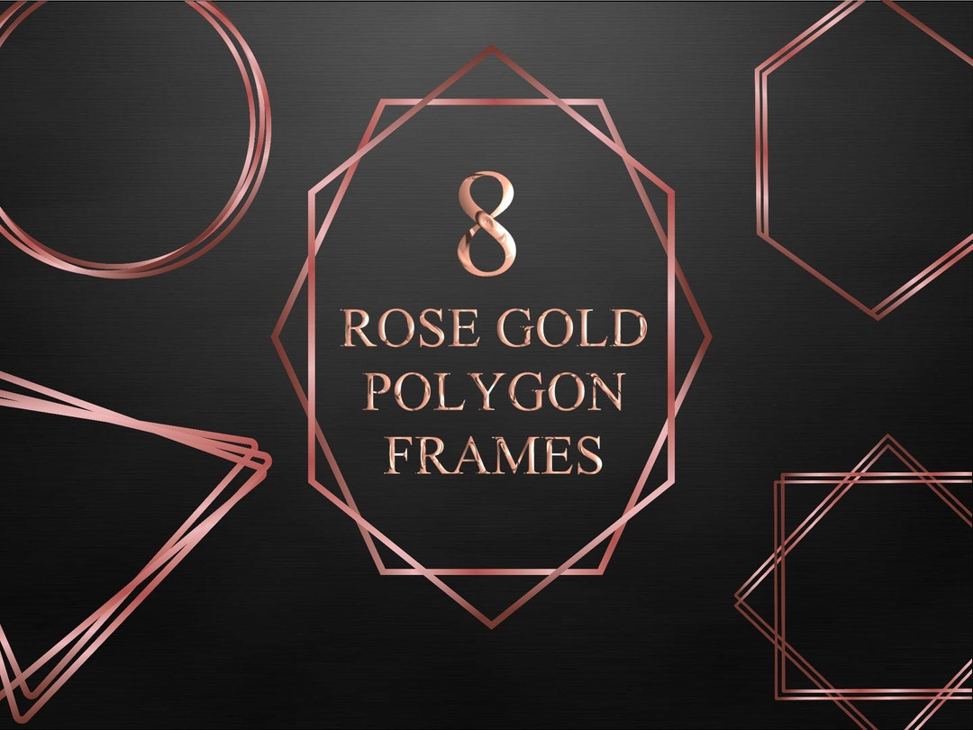 Rose Gold Polygon Frames, Wedding Geometric Frames, Polygonal Rose Gold ...