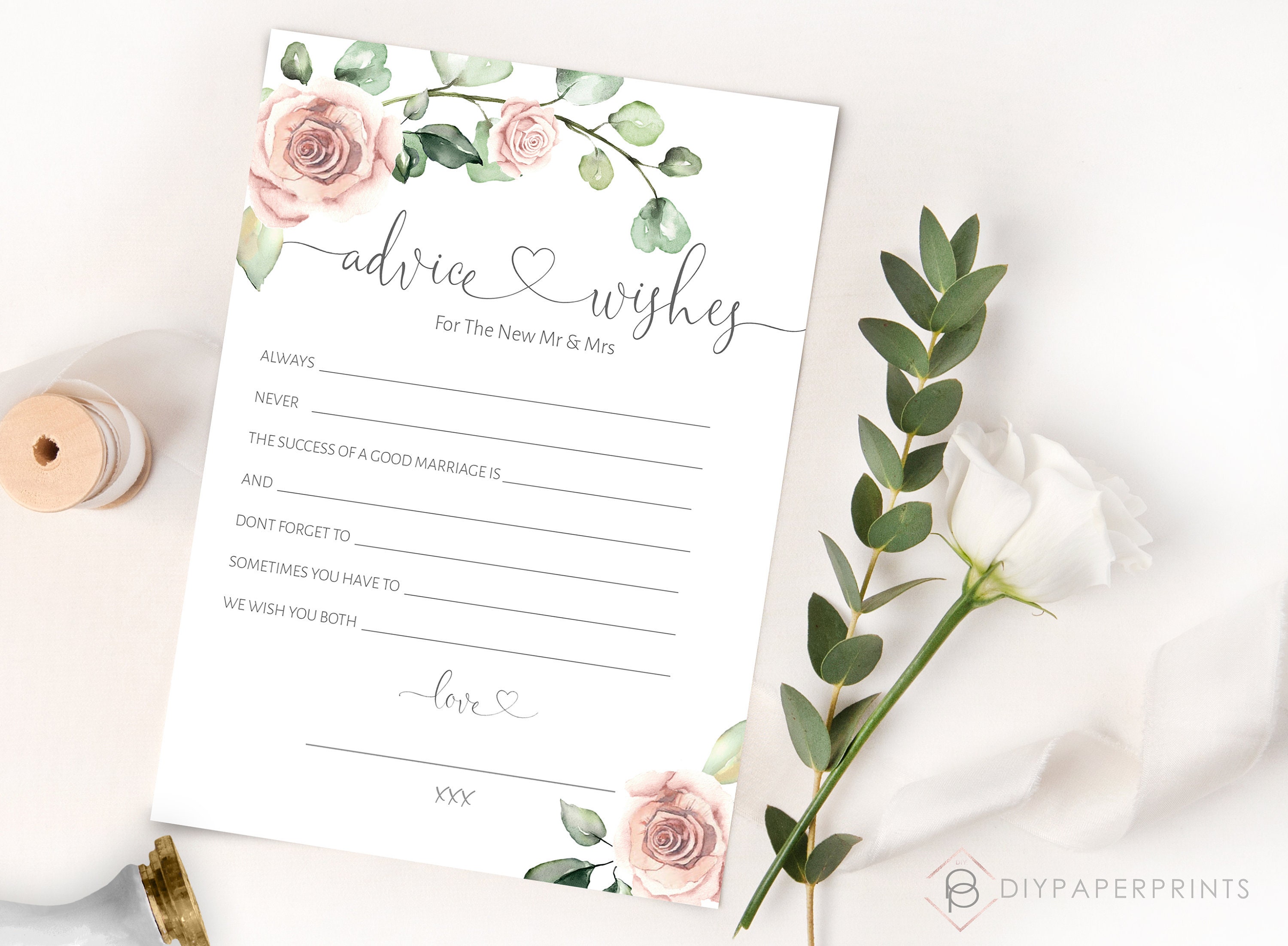 Bridal shower Advice Card Advice For the Bride and Groom | Etsy