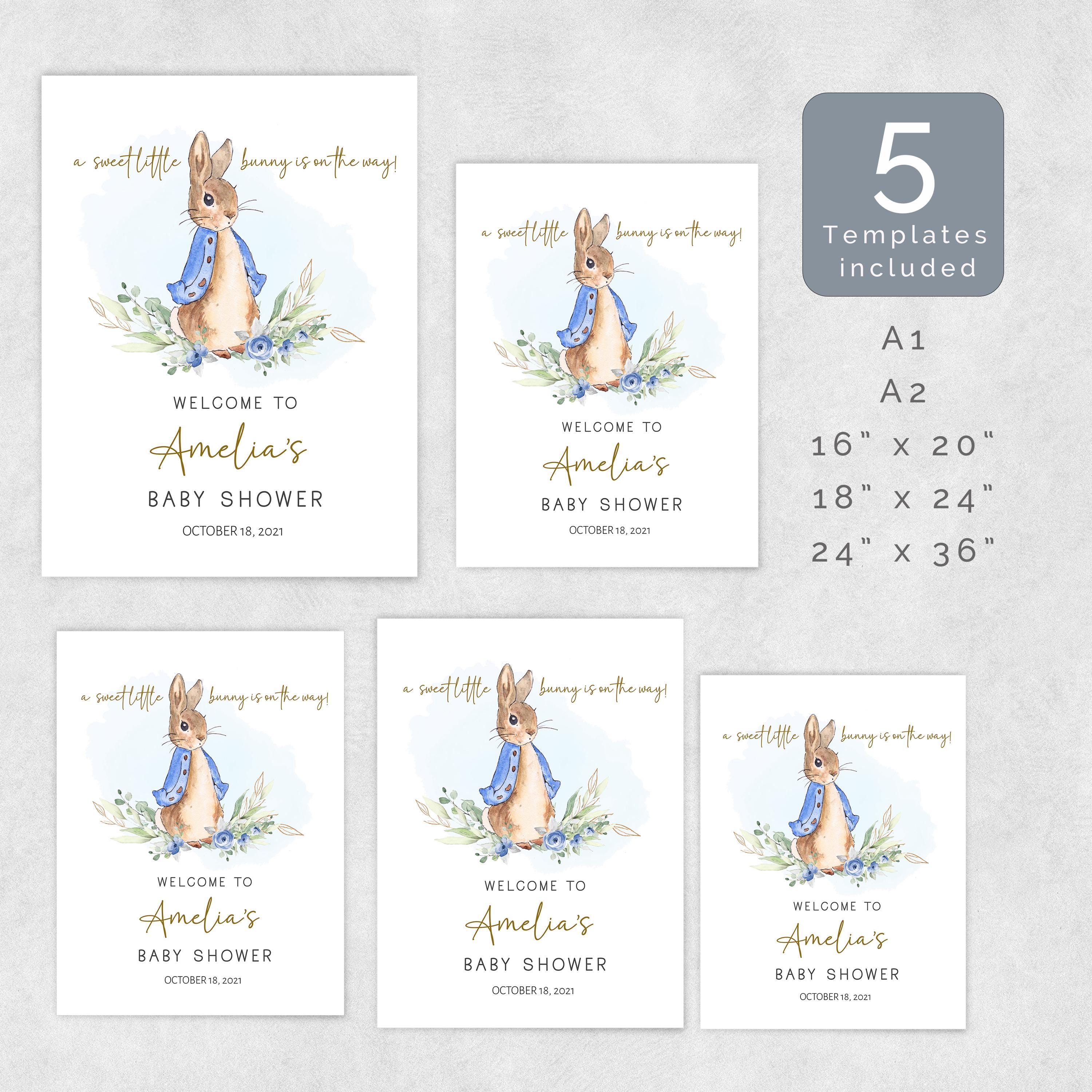 Peter Rabbit Baby Shower Welcome Sign Editable Baby Shower Peter Rabbit ...