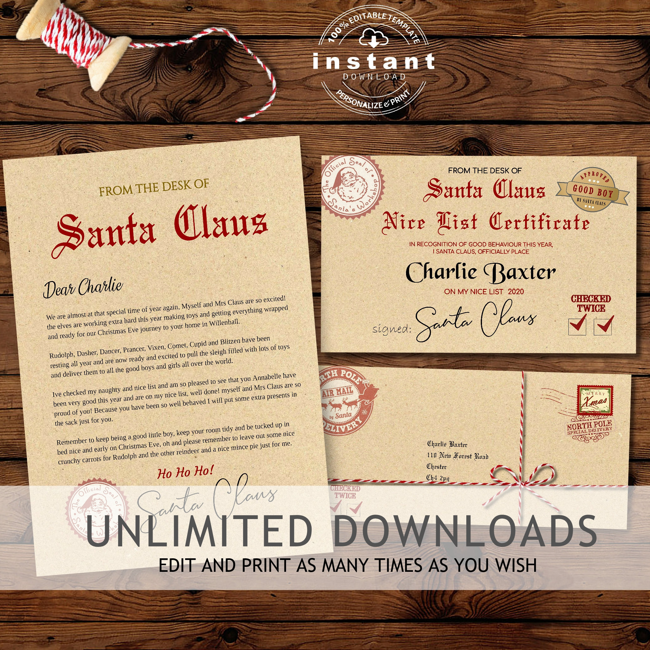 Letter From Santa Nice List Certificate Christmas Santa - Etsy UK