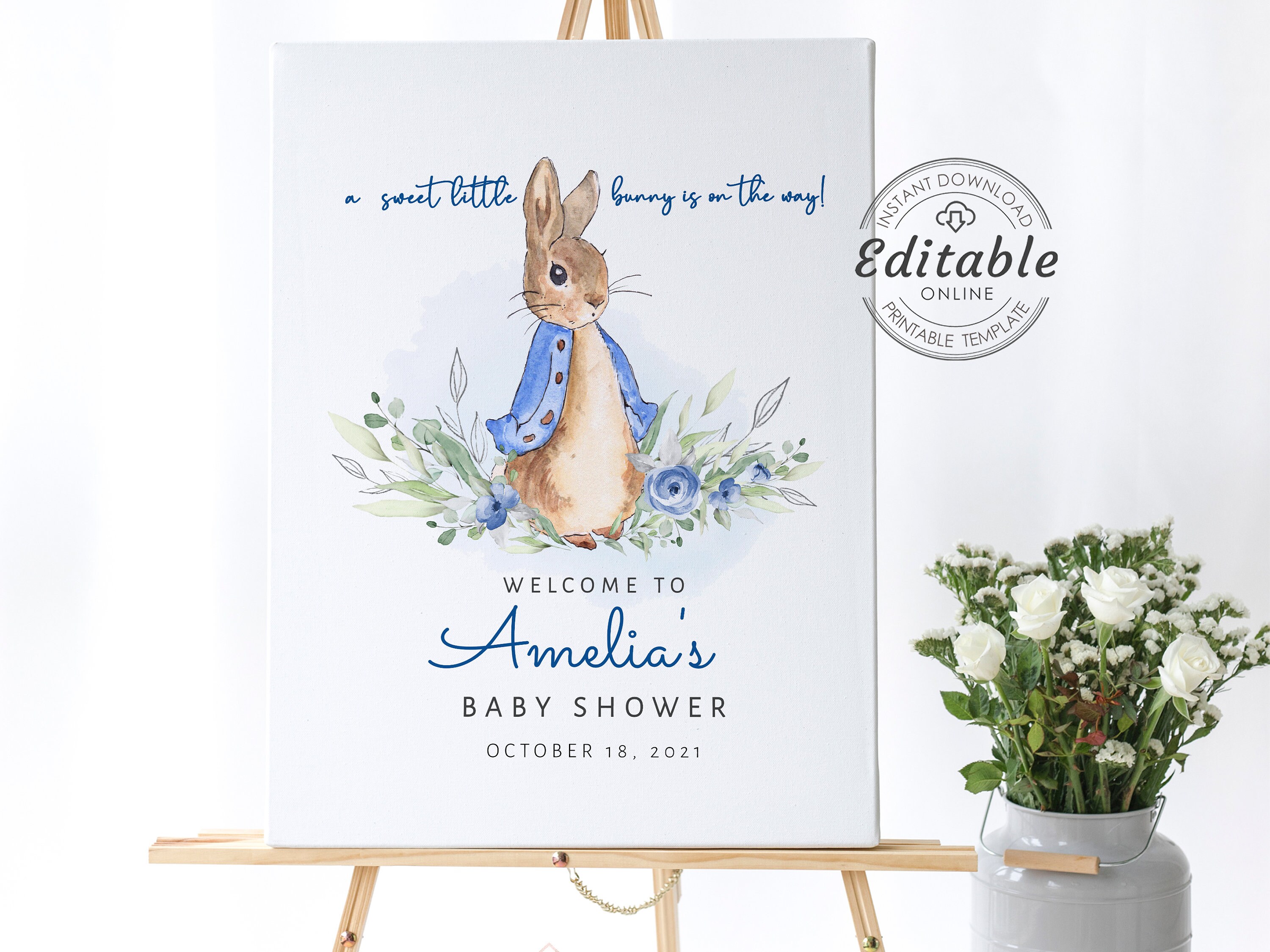 Peter Rabbit Baby Shower Welcome Sign Baby Rabbit - Etsy UK