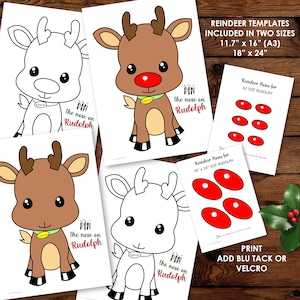 Pin the Nose on the Reindeer Game Template - Party Game Printables ...