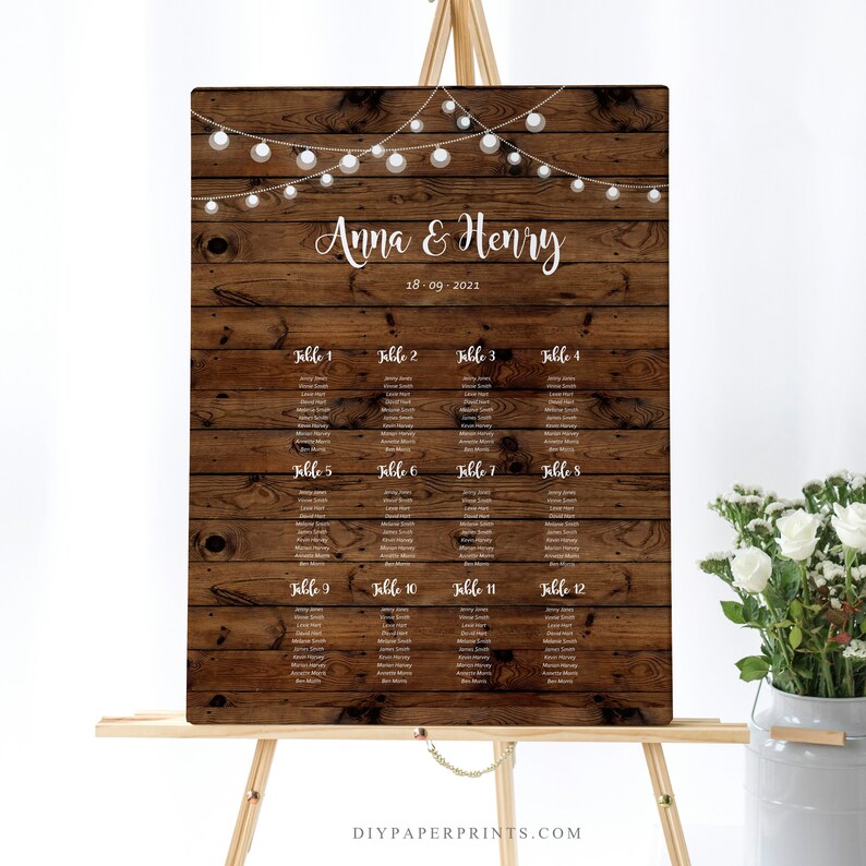 Rustic Wedding Seating Chart Country Wedding Table Plan - Etsy