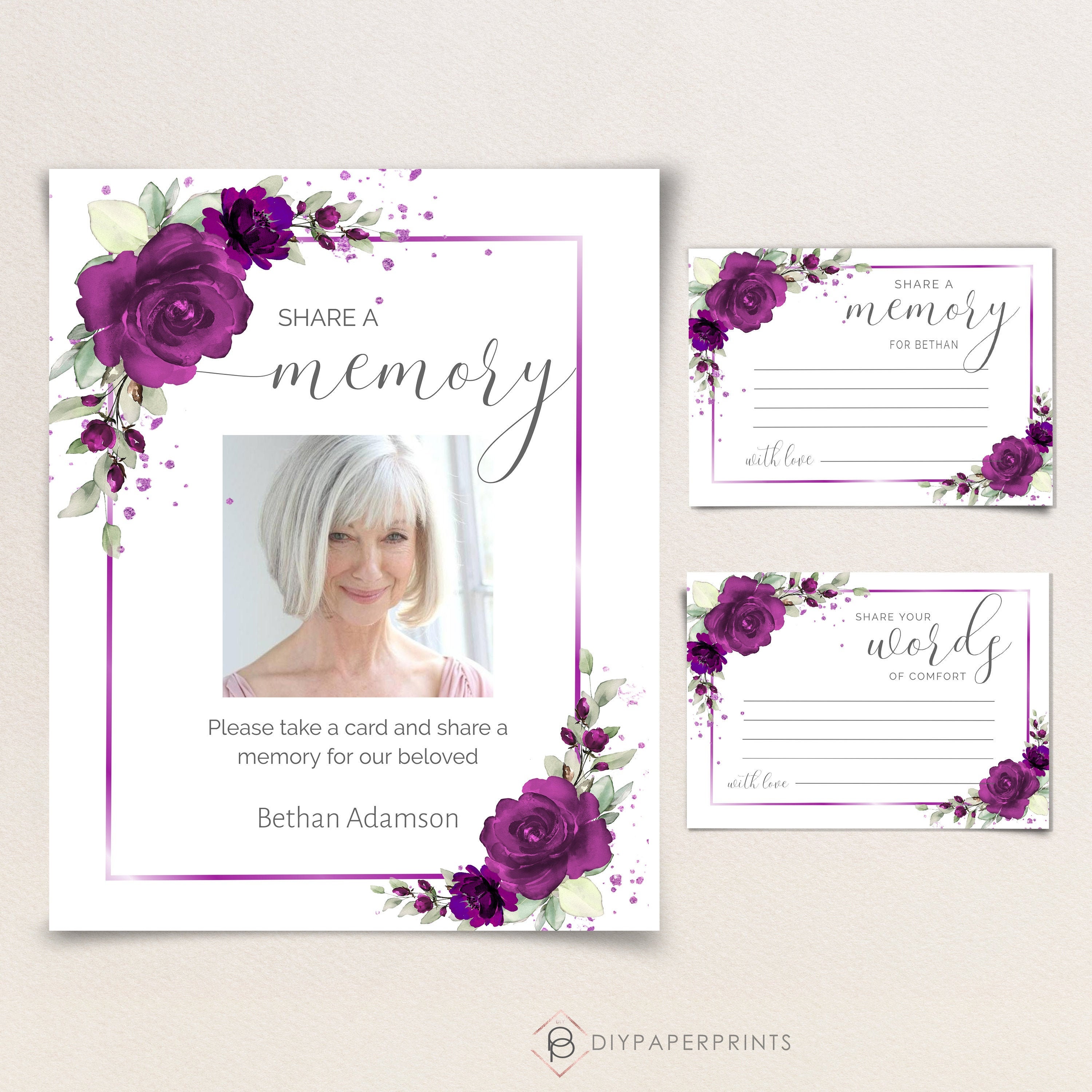 Funeral Share A Memory Card Template Funeral Memorial Etsy UK