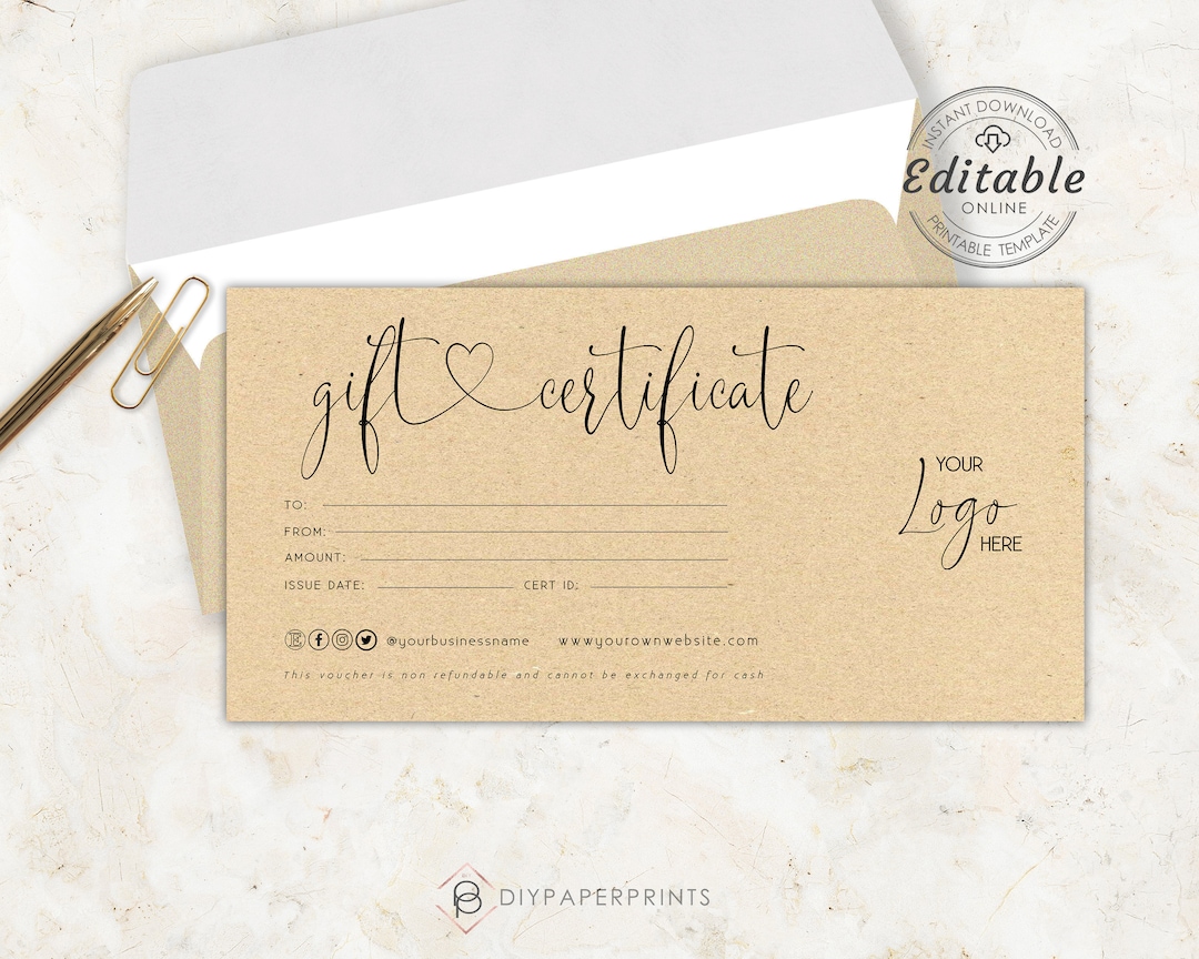 DIY Gift Certificate Template Black Gift Voucher Certificate Download ...