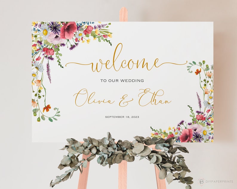 Editable Welcome Sign Welcome Sign Template Wild Flowers - Etsy