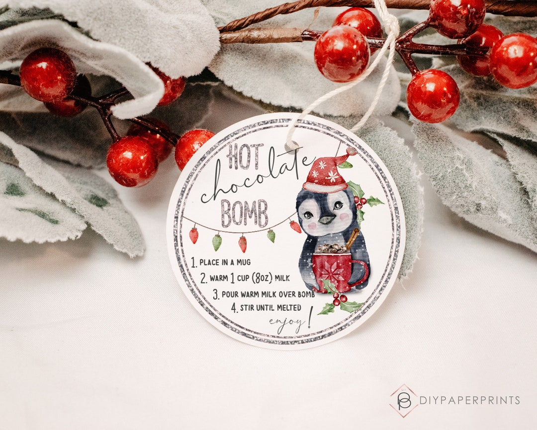 Editable Hot Chocolate Bomb Tags Bomb Holiday Favor Tag Printable ...