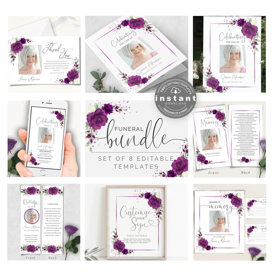 Funeral Bundle Set, Celebration of Life, Funeral Memorial Pack, in ...