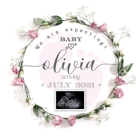 Pink Baby Announcement Template Editable Pregnancy | Etsy UK