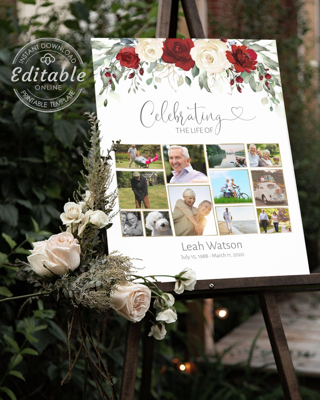 Multiple Photo Sign, Funeral Welcome Sign, Printable Funeral Welcome ...