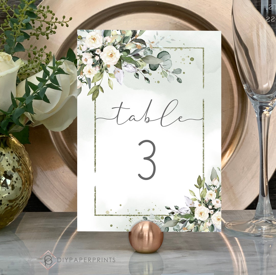 Printable Table Numbers, Greenery Table Numbers, 5x7, 4x6, Table ...