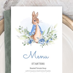 Peter Rabbit Menu Template, Menu Card Template, Baby Shower Menu ...