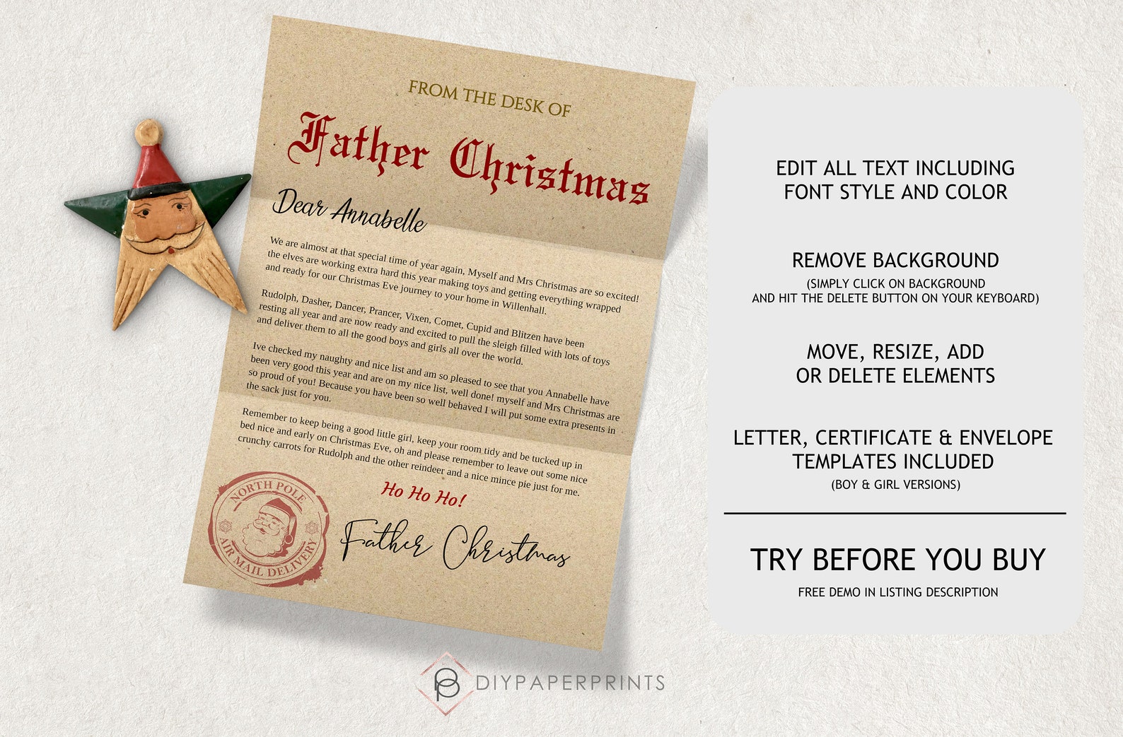 Personalized Letter From Father Christmas, Nice List Certificate ...