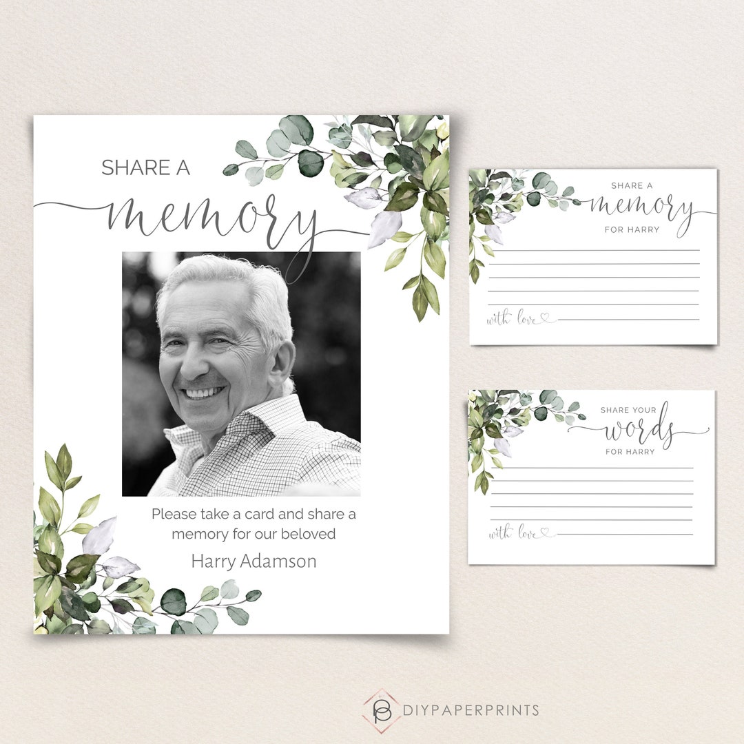 Funeral Share a Memory Card Template, Funeral Memorial , Printable ...