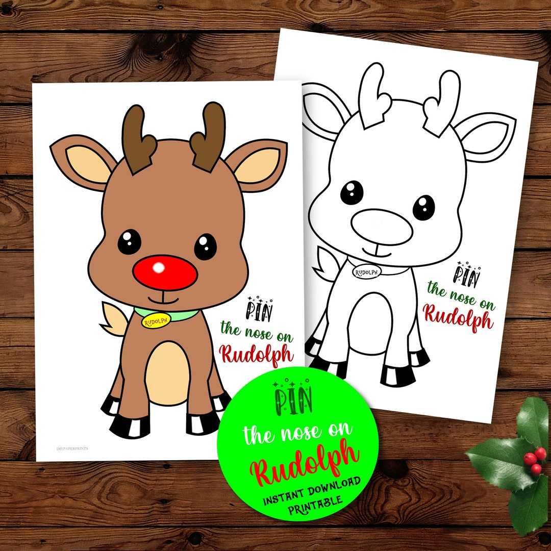 Pin the Nose on the Reindeer Game Template - Party Game Printables ...