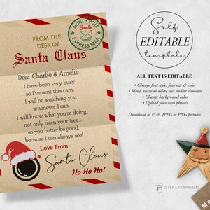 Editable Santa Cam Letter Template, Printable Letter From Santa ...