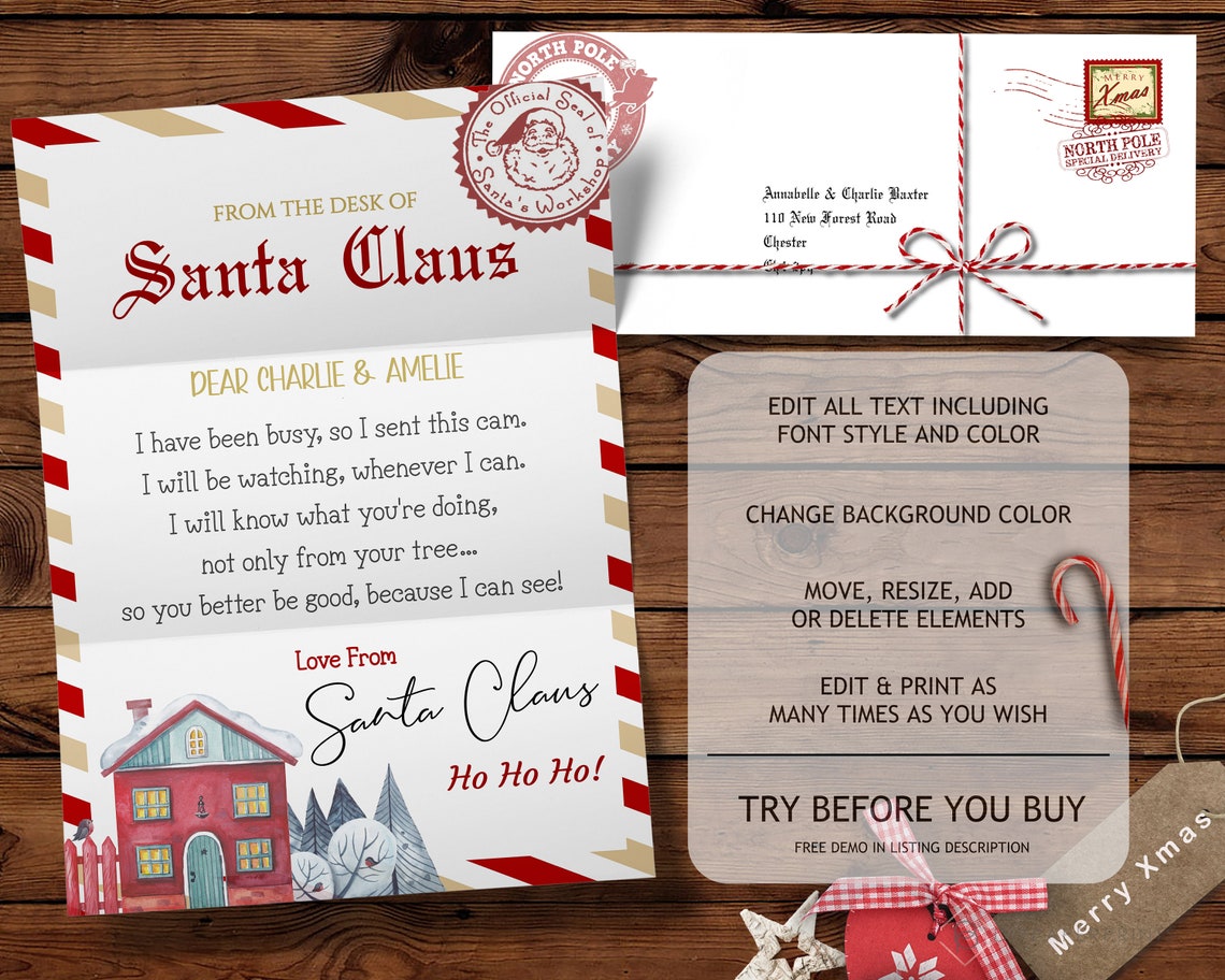 Santa Cam Letter Letter for Santa Cam Letter From Santa | Etsy