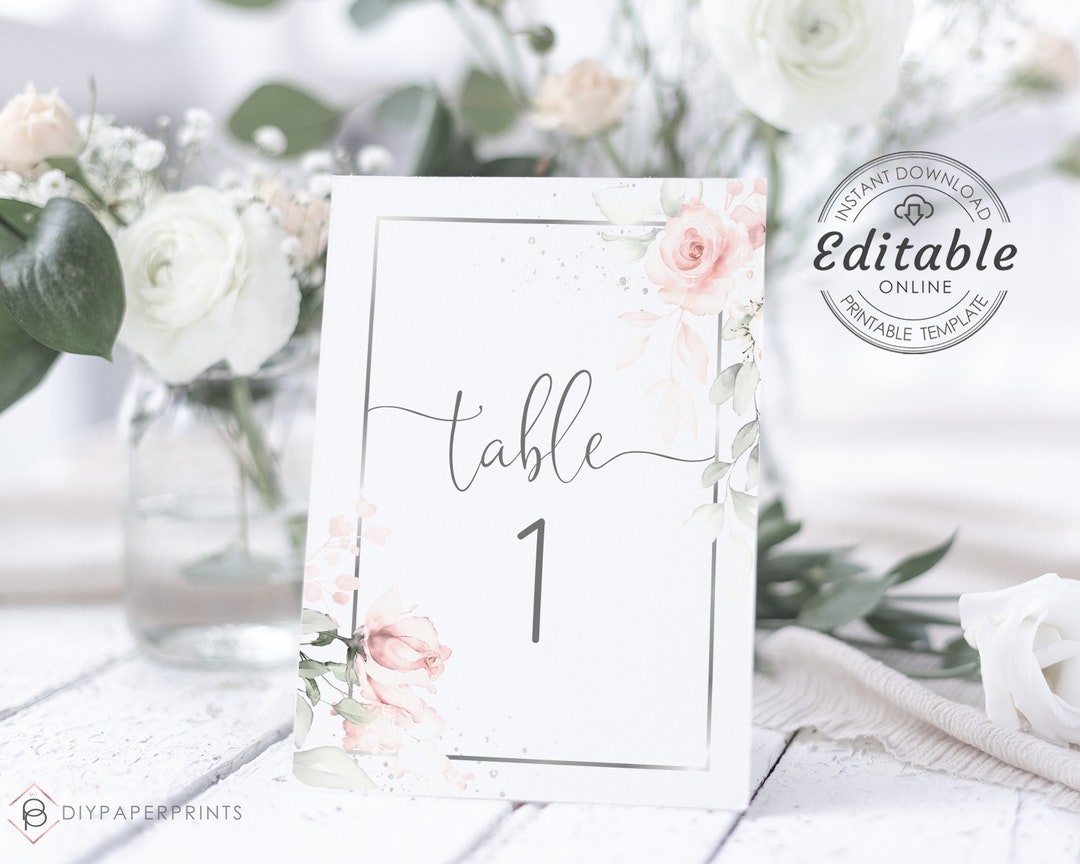 Wedding Table Number/name Card Template, Wedding Table Number, Wedding ...