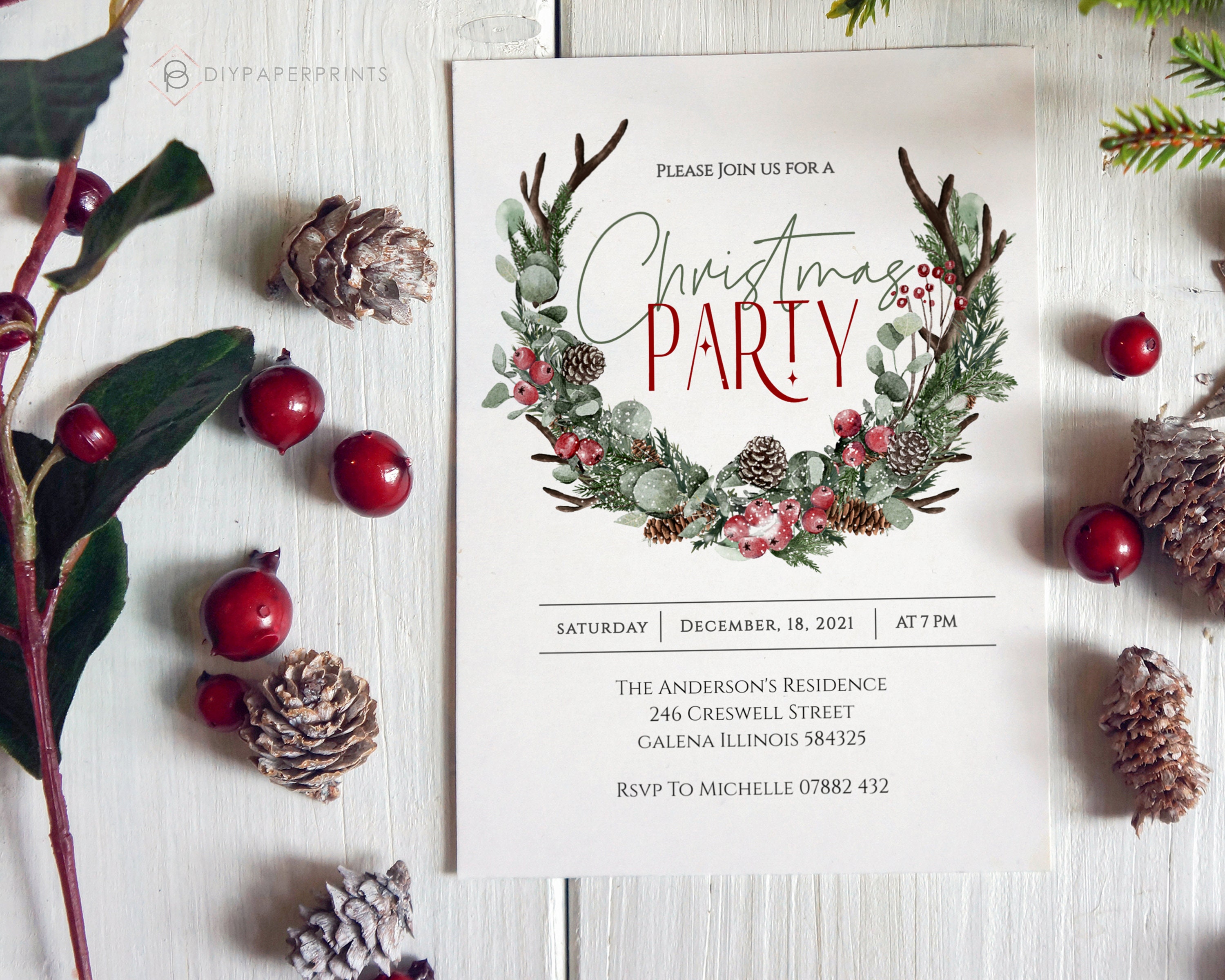Editable Christmas Party Invitation Christmas Party | Etsy