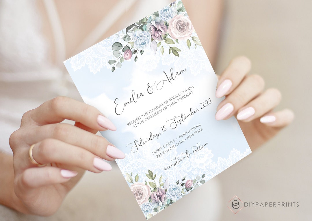 Shabby Chic Wedding Invitation Template, Vintage Theme Wedding ...