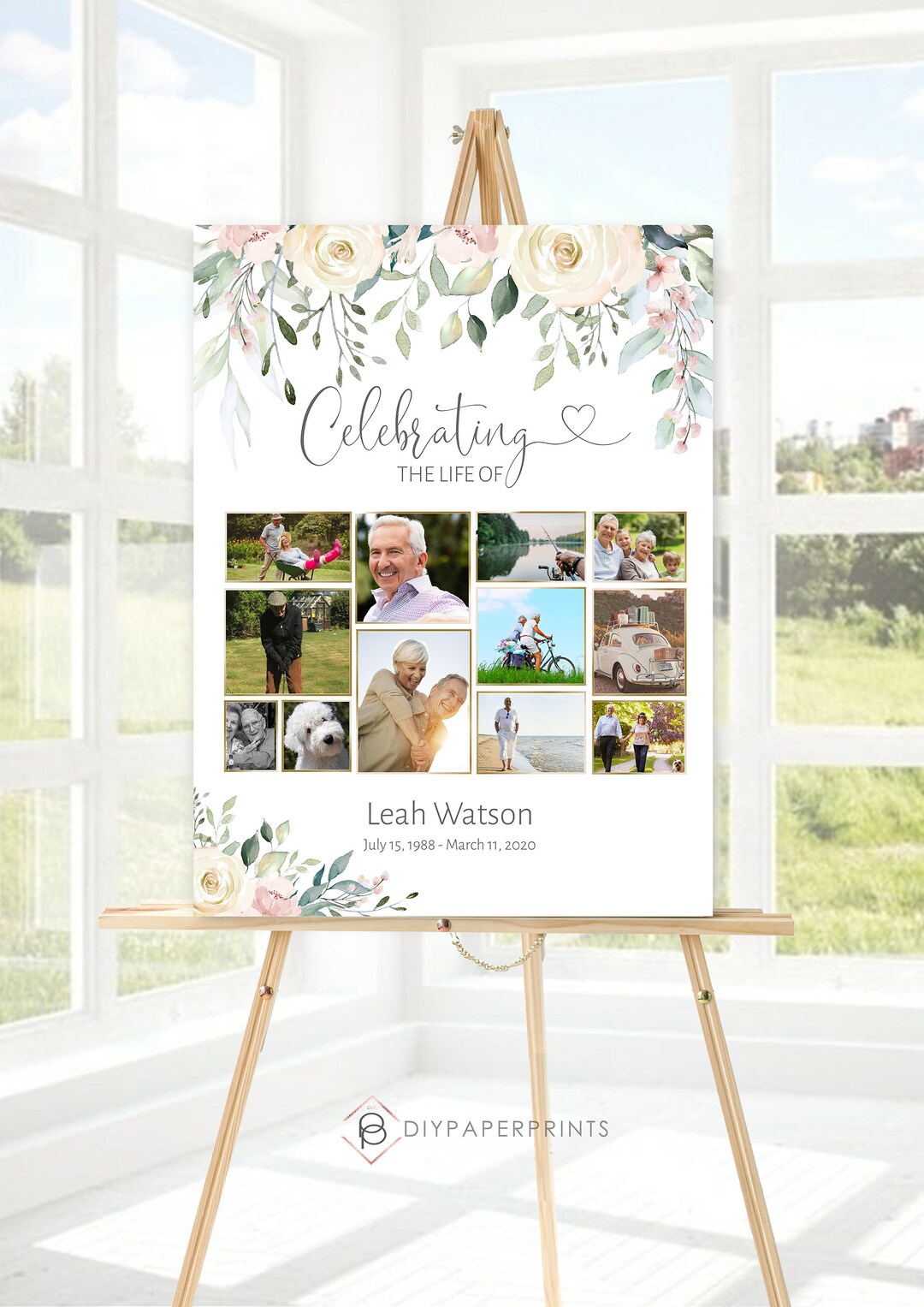 Multiple Photo Sign, Funeral Welcome Sign, Printable Funeral Welcome ...