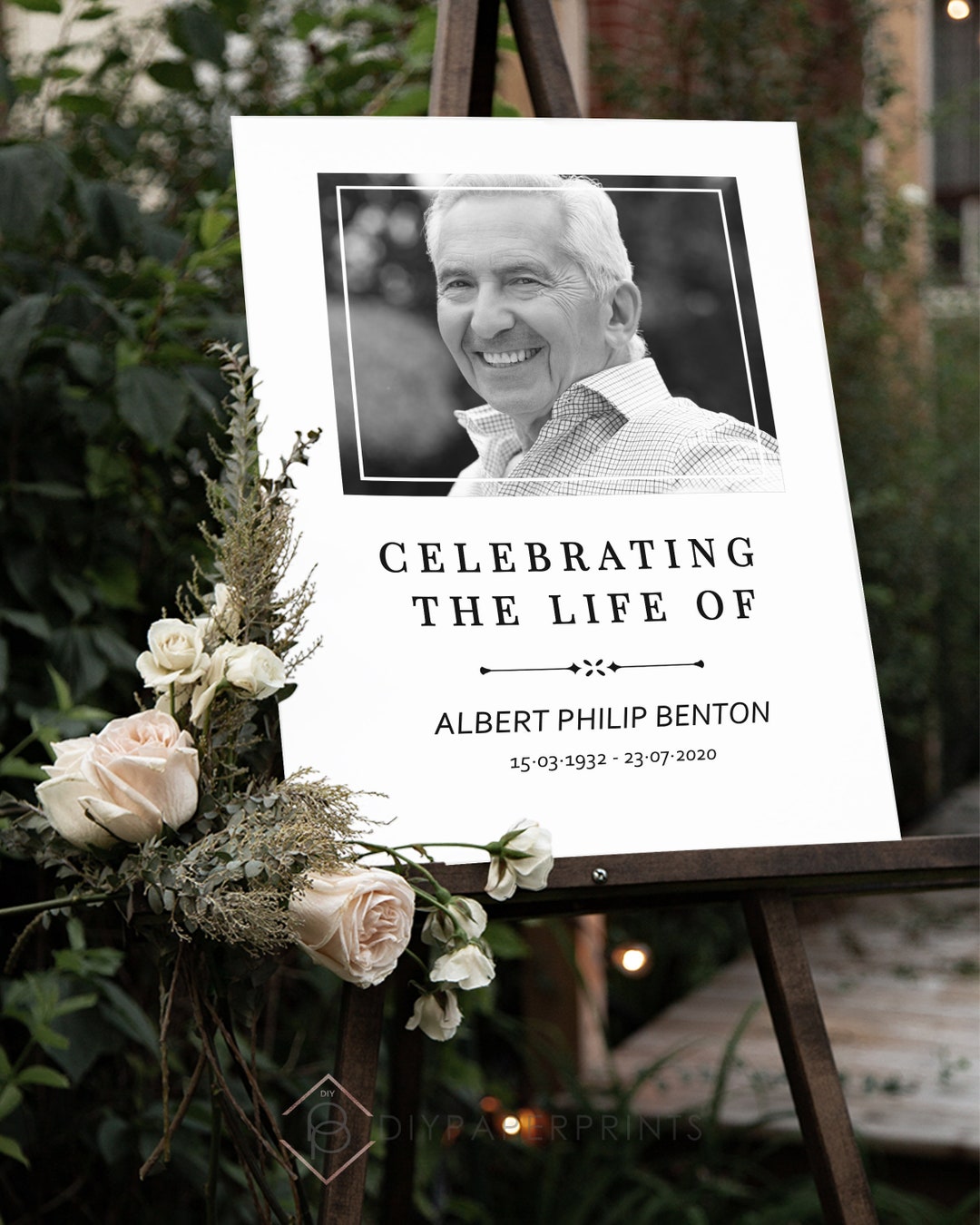 Funeral Sign - Celebration of Life Decoration, White Minimalist Funeral ...