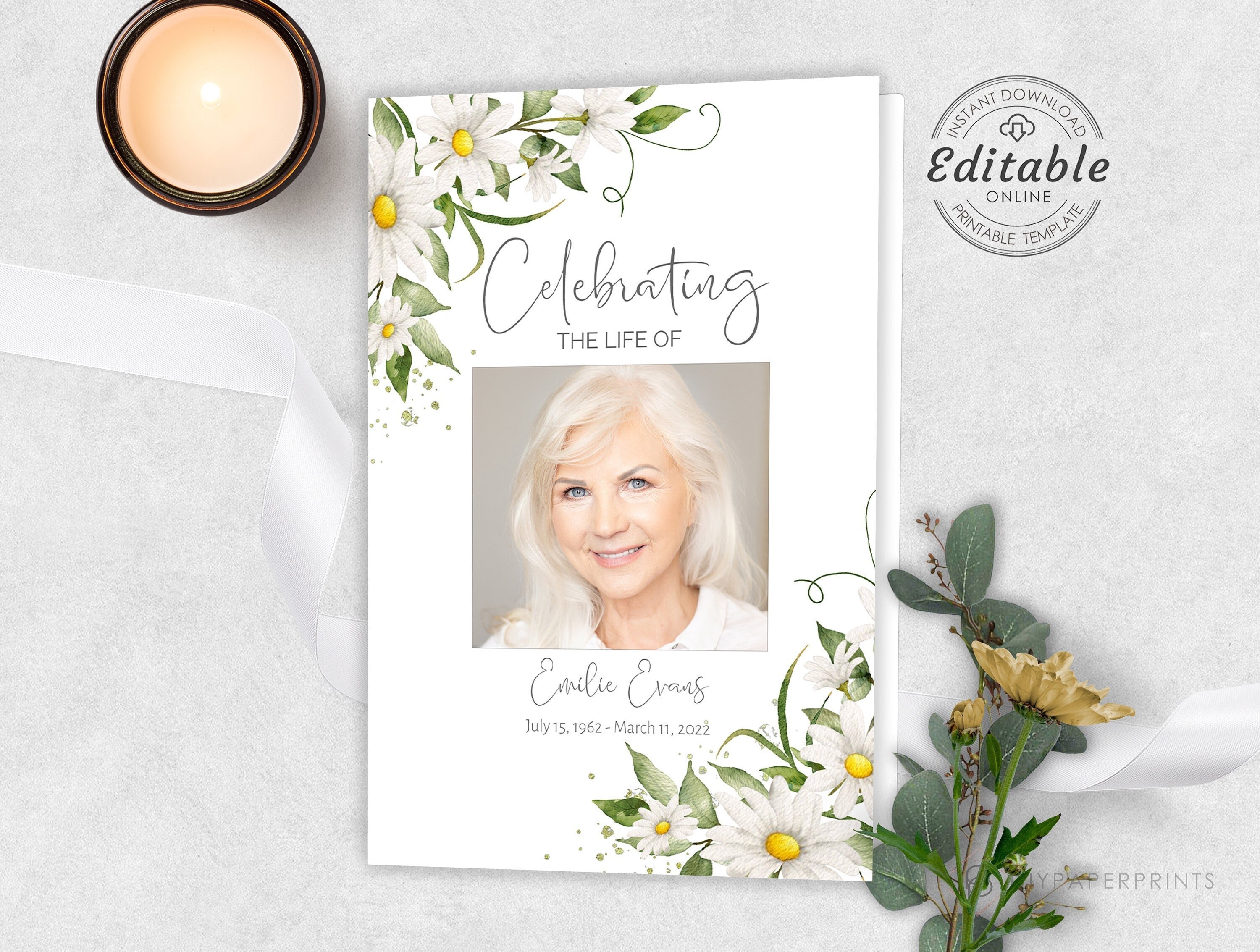 Editable Funeral Program Template Daisies Funeral Memorial - Etsy UK