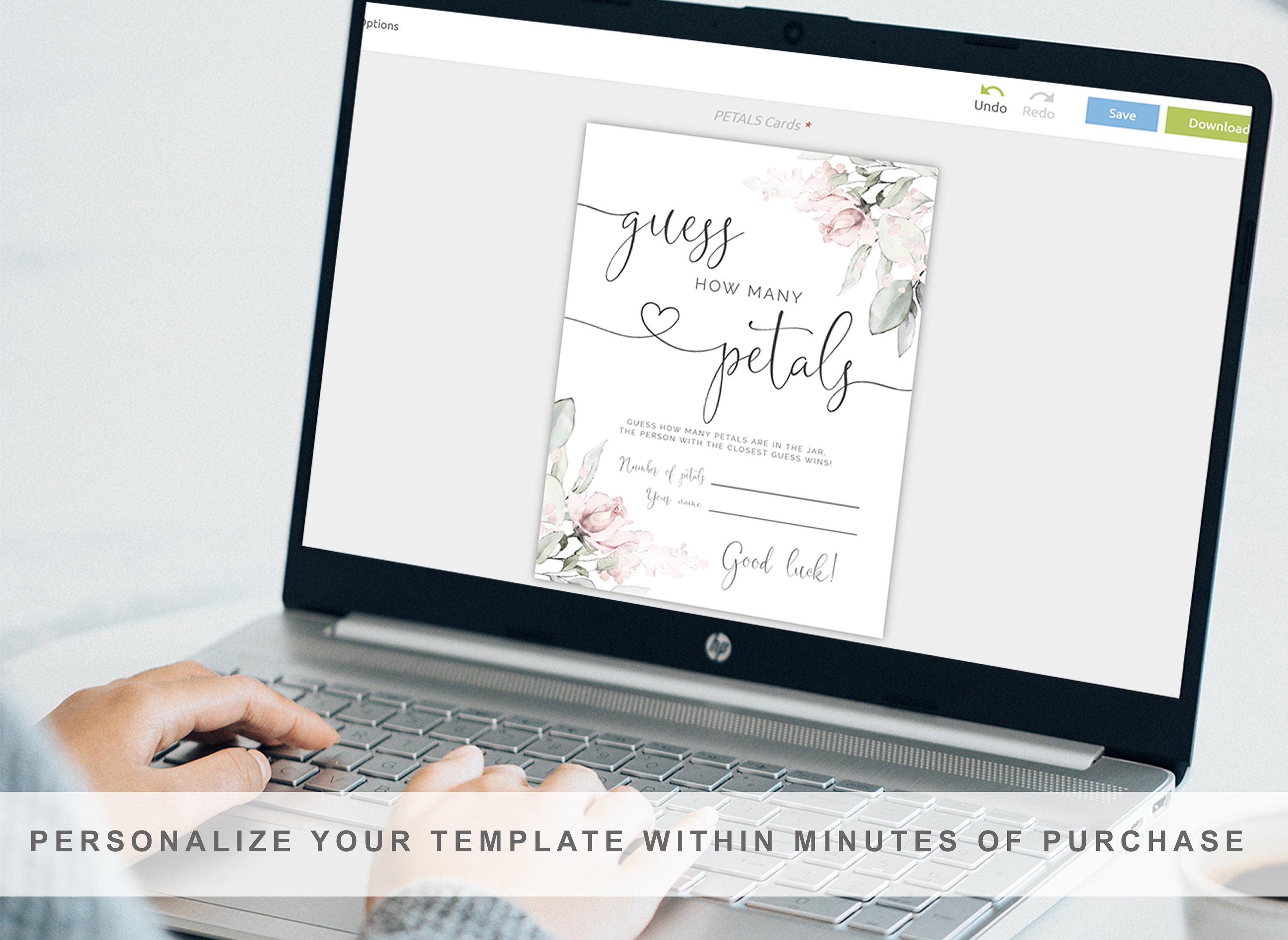Guess How Many Petals Sign and Cards Printable Pink Floral | Etsy