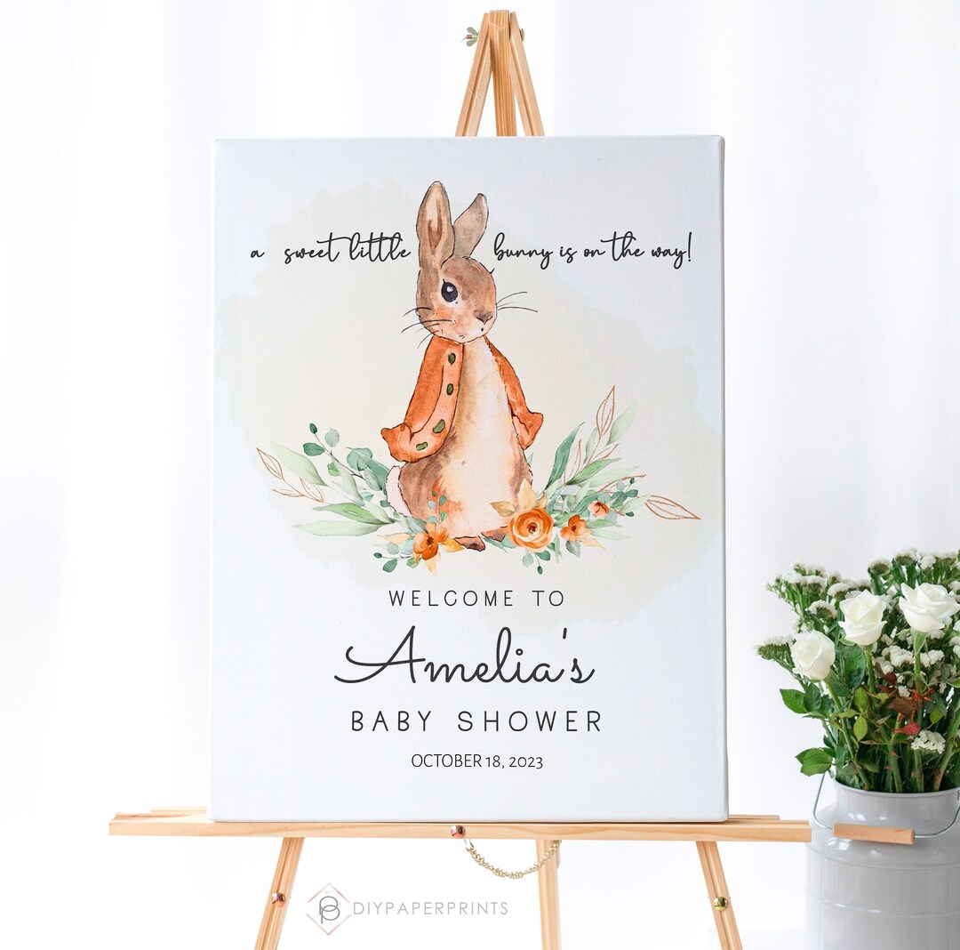 Peter Rabbit Baby Shower Welcome Sign, Baby Rabbit Decorations, Baby ...